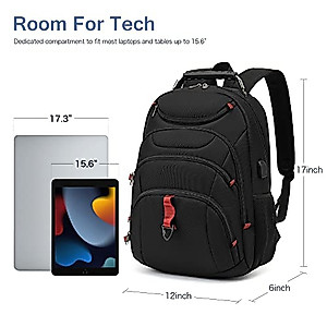 Laptop Backpack for Men, College Bookbag Backpack for Men,Black,15.6-Inch