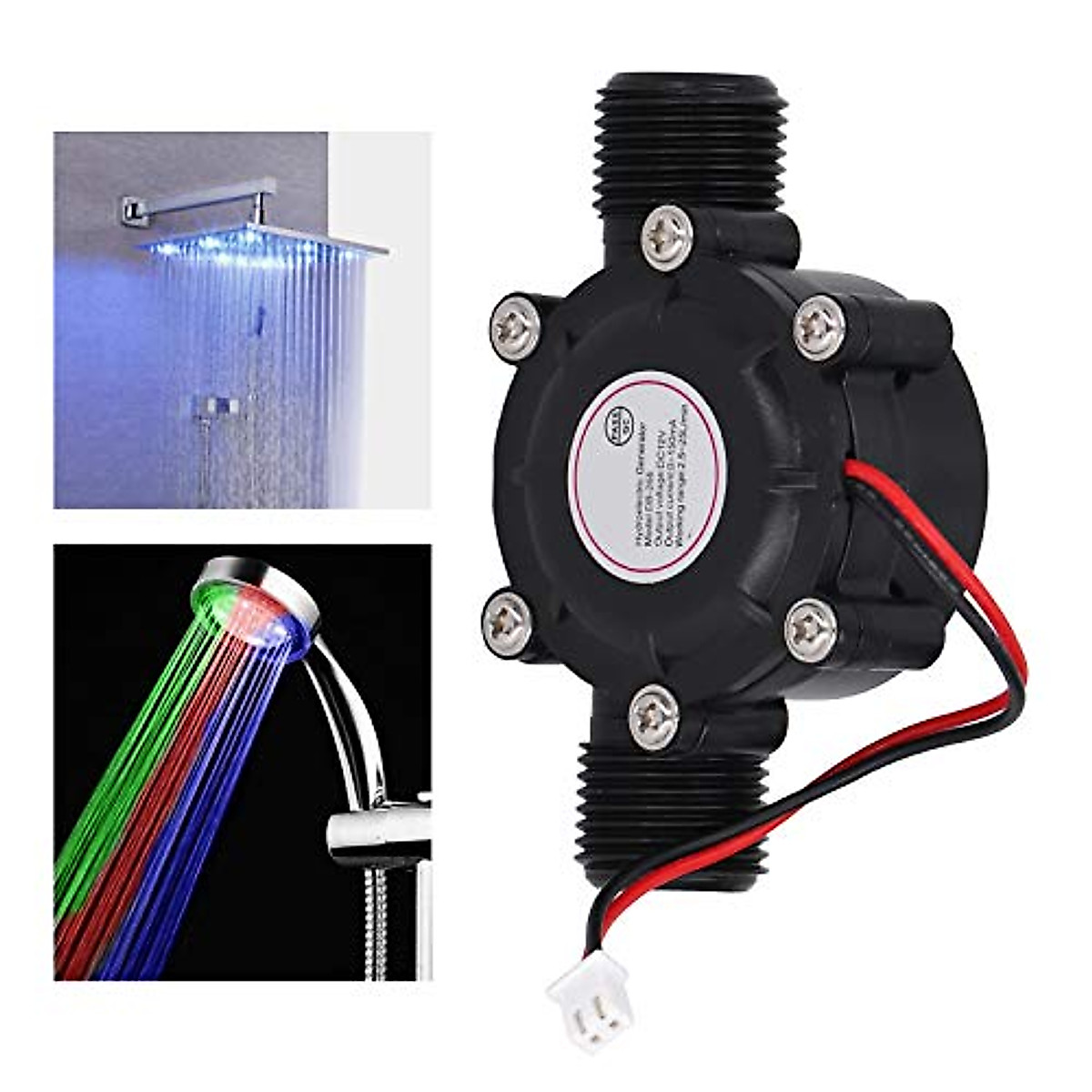 DC 12V Water Turbine Generator Inline Pipe Water Flow Generator G1/2" Male Threaded Micro-Hydro Water Charging Tool for DIY LED Power