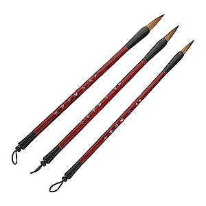 COHEALI 3pcs Langhao Writing Brush Japanese Stationery Set Calligraphy Pen Set Portable Brush Chinese Calligraphy Painting Brushes Wolf Bamboo Brushes Set Calligraphy Ink Wood Wooden Japan