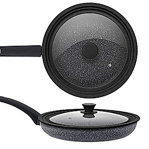 Universal Lid for Pots,Pans and Skillets - Tempered Glass with Heat Resistant Silicone Rim Fits 10.5", 11" and 12" Diameter Cookware,Black