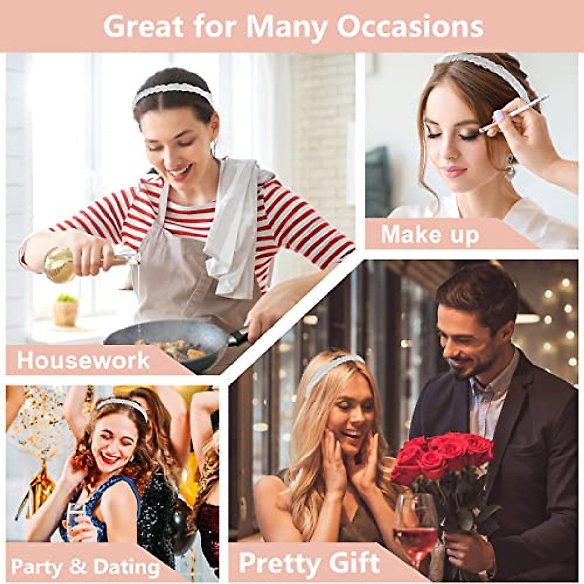 bodbop XINGZHE Crystal Hair Band for Women Headband Fashion Hair Bands Girls Beads Head Hoop Clips Metal Beaded Hairband Beauty Care Elegant Bling Headwear Accessory Wedding Bride