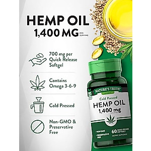 Nature's Truth Hemp Oil | 60 Softgel Capsules | 1400mg | Non-GMO & Gluten Free Supplement | Cold Pressed from Hemp Seeds