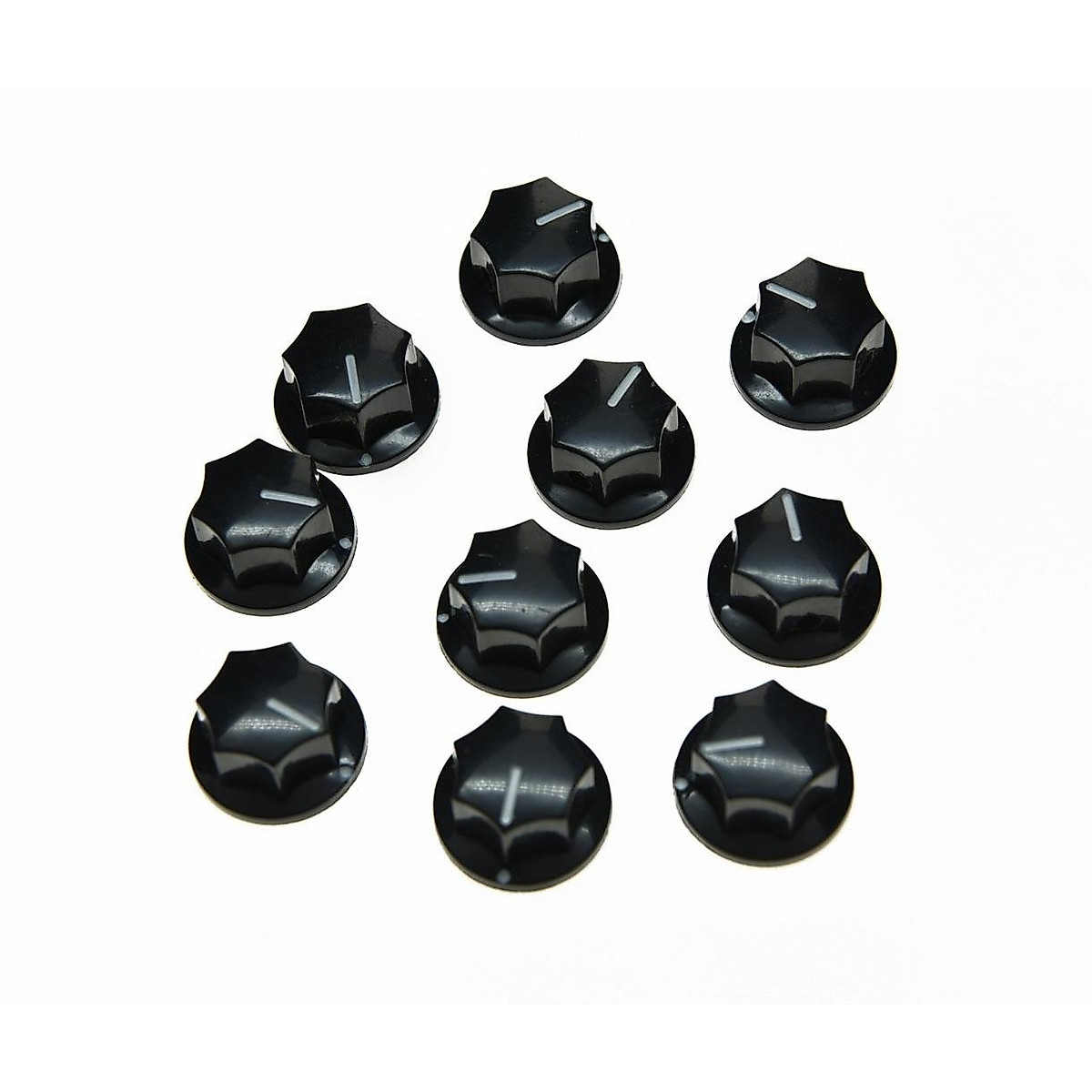 KAISH 10pcs Black Mini MXR Style Skirted AMP Knob Brass Insert Effect Pedal Knobs