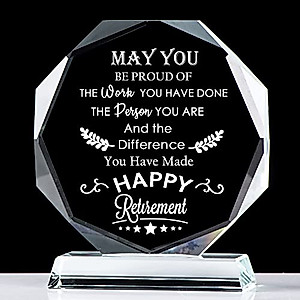 YWHL Retirement Gifts for Men Women 2023 Happy Retirement Gifts Crystal Keepsakes Retired Plaque Gifts for Retiree Teacher Police Firefighter Nurse Coworker Doctor Friends