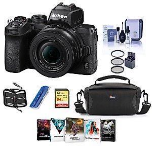 Nikon Z50 Mirrorless Camera with NIKKOR Z DX 16-50mm f/3.5-6.3 VR Lens - Bundle with Camera Case, 64GB SDXC Memory Card, 46mm Filter Kit, Cleaning Kit, Memory Wallet, Card Reader, PC Software Package