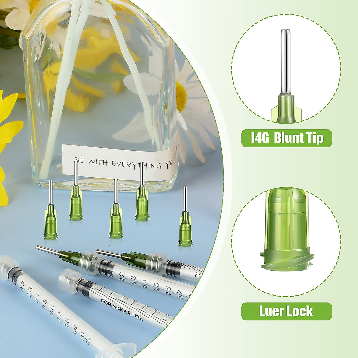 150 Pieces Industrial Blunt Tip 14G 1/2 Inch with Luer Connector Dispensing Needles Adhesive Glue Dispensing Blunt Tip