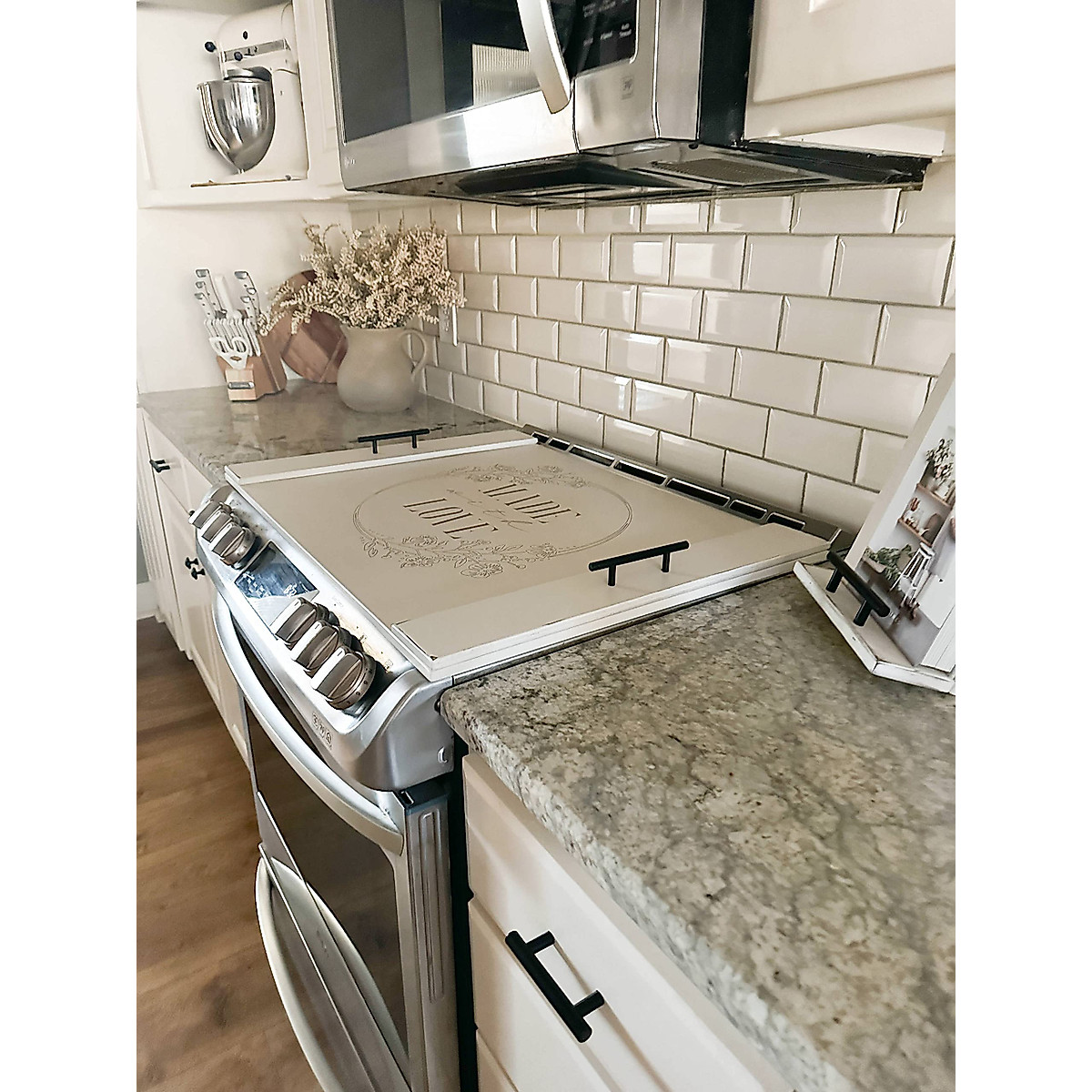 Josephine Thomas Home Noodle Board Made With Love Flat Style - Stove Cover - Cooktop Cover