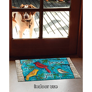 Toland Home Garden 800023 Peace Birds Winter Door Mat 18x30 Inch Hope Joy Outdoor Doormat for Entryway Indoor Entrance