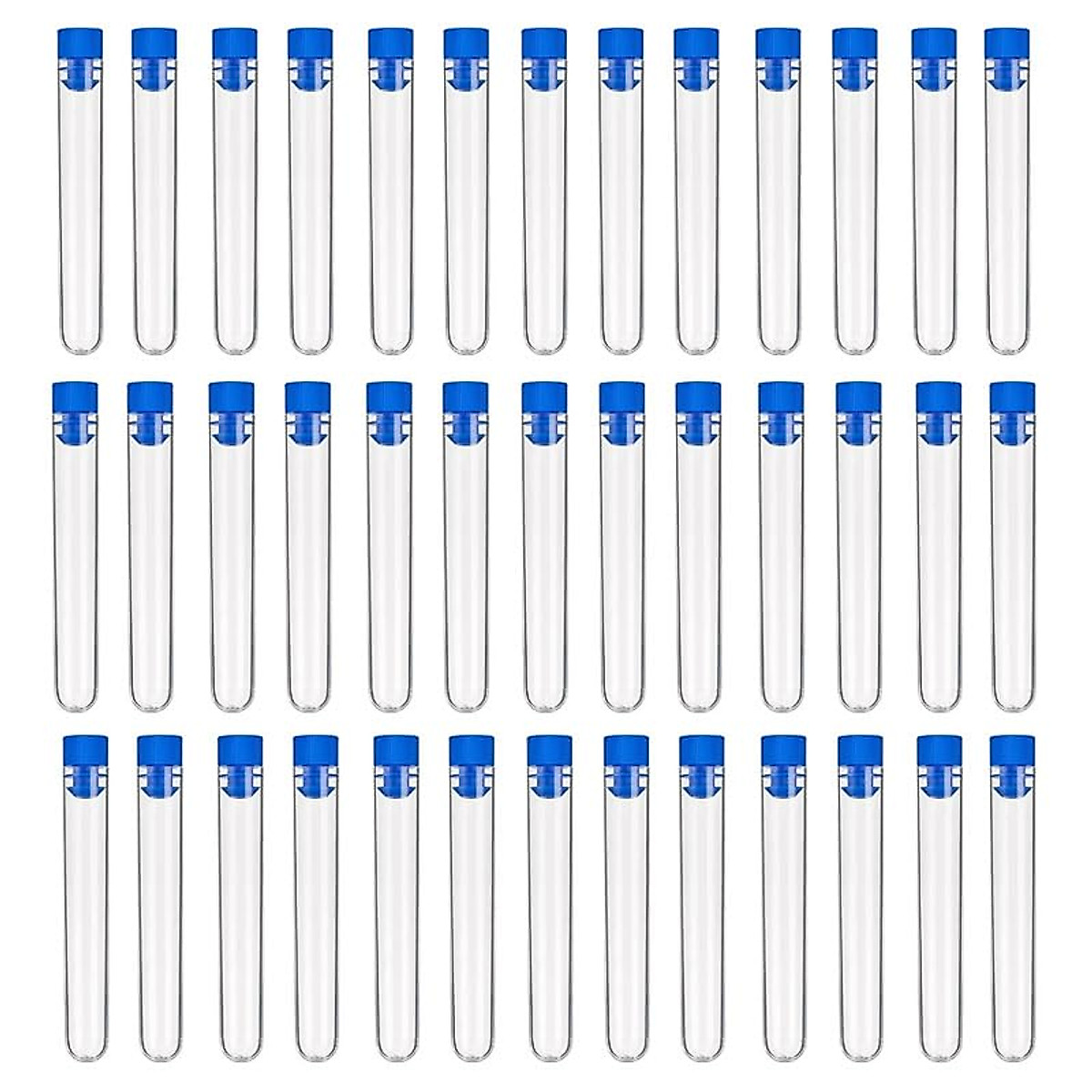 NentMent 100 Pack 5ML Test Tubes with Caps Plastic Clear Graduated Vial Sample Storage Container Testing Tube for Scientific Experiment Halloween Lab Essentials Plant Propagation Water Check
