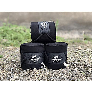 TGW RIDING Polo Leg Wraps, Equine Fleece Polo Wraps (Set of 4) - Horse Leg Bandages (Black)
