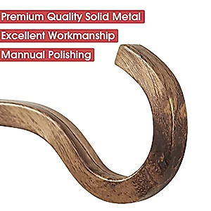 2 Pack 6 Inch Premium Decorative Metal Iron Wall Hook, Rustic Plant Hanger, Indoor Outdoor Gardening Bracket Hook, for Planters, Bird Feeders, Lanterns, Wind Chimes, by RIGHT+LEFT (Coffee)