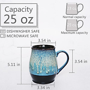 Bosmarlin Extra Large Ceramic Coffee Mug, 25 Oz, Dishwasher and Microwave Safe, Big Oversized Tea Cup for Office and Home, (Blue, 1) (25 Oz, Blue)