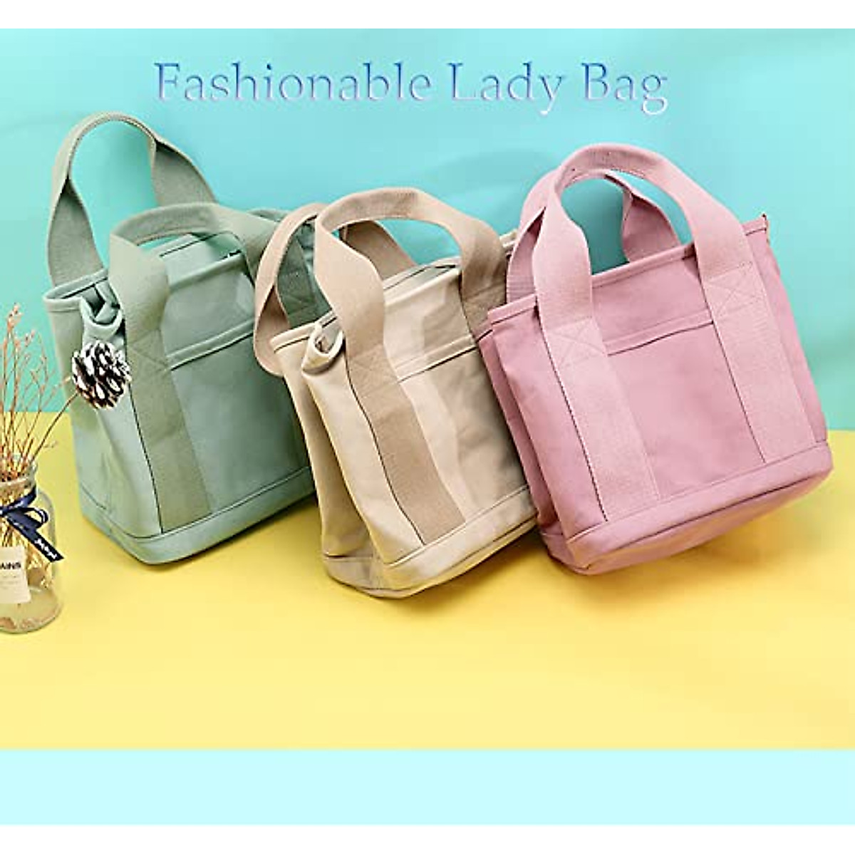 Canvas Tote Handbag for Women Large Capacity Crossbody Bag Satchel Handbags Multi-Pocket Tote Hand Bag Vintage Shoulder Strap Blue