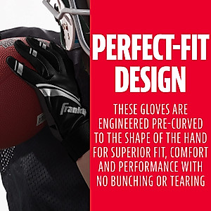 Franklin Sports Youth Football Receiver Gloves - Shoktak Youth Gloves - Kids Football Receiver Gloves - High Grip Football Gloves for Kids - Black - Youth Medium