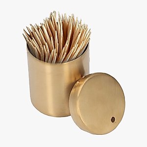 Toothpick Holder, 3.1x2.2in Stainless Steel Toothpick Holder Dispenser Pocket Toothpick Holder Metal Toothpick Storage Box for Table, Restaurant, Travel(Gold)