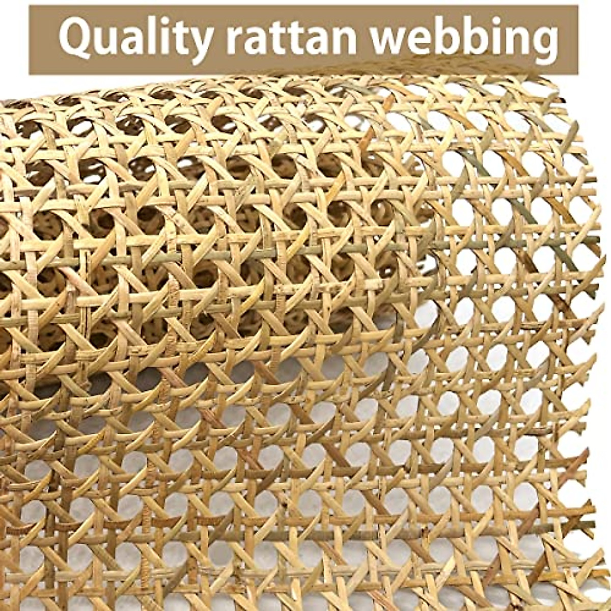 Cane Webbing 13.8"(W) x 3.3'(L) Rattan Webbing Roll Natural Cane Webbing for Caning Projects, DIY Furniture Chair Cabinet Ceiling and Door