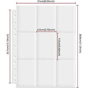 2700 Pockets Trading Card Sleeve Pages,150 Pack Double Side 9-Pocket Trading Card Binder Sleeves Page Protectors Sheet for Skylanders, Pokemon, Top Trumps for 11 Ring Binder