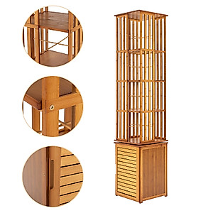 Rotating Bookshelf Bookcase, 6-Tier Corner Bamboo Book Shelf, 360° Display Rotating Storage Rack, Freestanding Bookcases with Open Design Shelving for Living Room Study Room Office (Dark Wood Color)