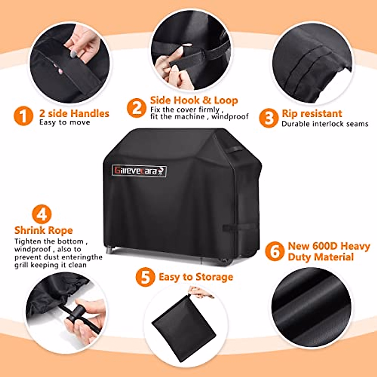 65 Inch Grill Cover, Heavy Duty Waterproof BBQ Grill Cover, Special Fade and UV Resistant Material, Durable and Convenient, Rip Resistant, Fits Grills of Weber Char-Broil Nexgrill and More