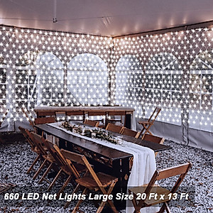 ZAIYW Large Net Lights Outdoor Mesh Lights 660 LED Fairy Net Lights Plug in, 20ft x 13ft with Remote for Indoor Outdoor Curtain Bush Party Wedding Backyard Wall Christmas Tree Decor (Cool White)