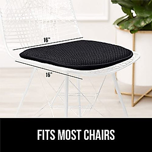 Gorilla Grip Memory Foam Chair Cushions, Comfortable Pads for Dining Room, Kitchen Table, Office Chairs, Stay in Place Backing, Comfortable Microfiber Seat Pad Cushion, Set of 4, 16x16, Black