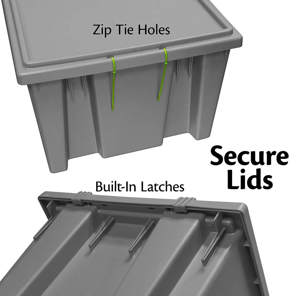 Akro-Mils 35231 Lid for 35225 and 35230 Plastic Nest and Stack Storage Tote, Grey, (3-Pack)