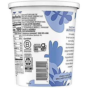 Wallaby Organic Aussie Greek Whole Milk Yogurt, Plain, 32 oz. USDA Organic