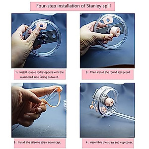 Universal size Stanley spill stopper 9 pcs, Stanley cup accessories,Stanley leak stopper Suitable for Stanley Cup H1.0/2.0 40oz/ 30oz. (Black and White)