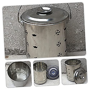 Levemolo Money Leaf Leaves Galvanized Garden Burning Pit Basin Can Pot Backyard Steel for Bin Auspiciousness Wood Burn Composter Stainless Sacrifices Debris Cage Barrel Bonfire Fire Trash