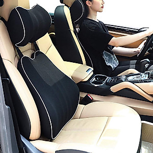 Car Lumbar Support Back Cushion Memory Foam with Back Pain Relief for 200 300 Pacifica DS DS3/CABRIO DS4/crossback DS5 1PCS Black