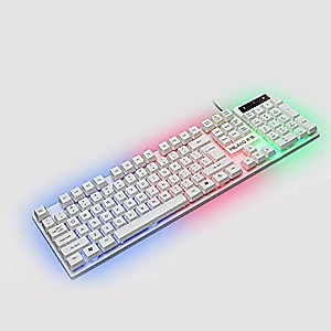 B Blesiya Mechanical Keyboard 104 Keys Gaming Keyboard for PC Gamer Computer Laptop, White Keyboard