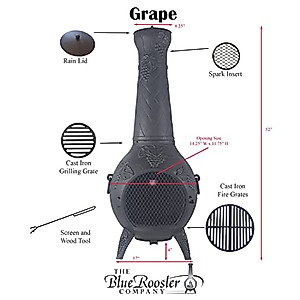 The Blue Rooster Grape Cast Aluminum Chiminea in Charcoal