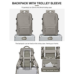 VGCUB Large Travel Backpack,Carry on Backpack for Women Men Airline Approved Gym Backpack Waterproof Business Laptop Daypack,White Brown