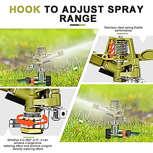 Zinc Alloy Garden Sprinklers, Heavy Duty Water Sprinkler, 360 Degree Automatic Rotating Lawn Sprinkler, Adjustable Pulsating Sprinkler for Large Area Lawn Patio Garden(2 Pack)