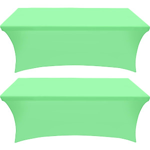 Utopia Kitchen Spandex Tablecloth 2 Pack [6FT, Bright Green] Tight, Fitted, Washable and Wrinkle Resistant Stretch Rectangular Patio Table Cover for Event, Wedding & Parties [72Lx30Wx30H Inch]