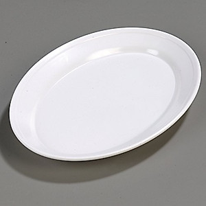 Carlisle FoodService Products ARR12002 Melamine Oval Platter, 12" Length x 8-1/2" Width x 1.07" Height, White, Large (Case of 12)