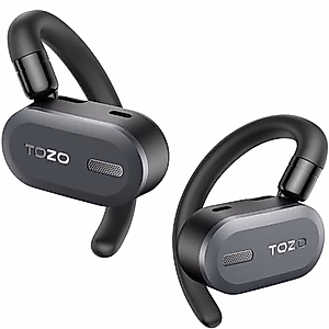 TOZO Open Buds Lightweight True Wireless Earbuds with Multi-Angle Adjustment, Bluetooth 5.3 Headphones with Open Ear Dual-Axis Design for Long-Lasting Comfort, Crystal-Clear Calls for Driving, Black