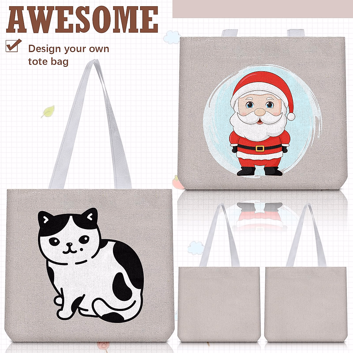 Sadnyy Mini Tote Bag Bulk Easter Gift Bags Blank Small Canvas Tote Bag Goody Gift Sacks for DIY Crafts Kids Party Favors 8" x 8"(24 Pcs)