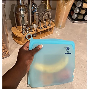 Gaia's Eco Kitchen Multipurpose Reusable Food Storage Bags - Silicone Pouches - Leakproof, Sustainable - Fresh & Frozen Meals, Snacks, On-The-Go - Freezer, Oven, Microwave, Dishwasher Safe - 3 Pack (16 oz, 30 oz, & 50 oz)