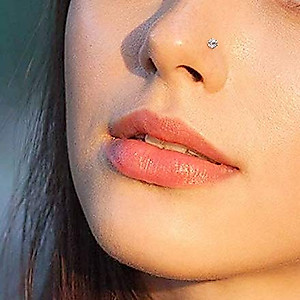 COCHARM G23 Titanium Nose Stud 20g Nose Screw Nose Rings 2mm Diamond Clear CZ Nose Stud Nose Rings 20 Gauge Nose Piercing Jewelry 20g Nose Corkscrew Stud