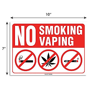 (Set of 2) No Smoking/Vaping Sign - 10" x 7" 4 Mil Vinyl - Laminated for Ultimate Protection & Durability - Self Adhesive Decal - UV Protected & Weatherproof - Heavy Duty