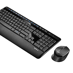 Logitech MK345 Wireless Keyboard and Optical Mouse (920-006481) Black, Blue - (Renewed)