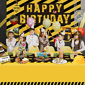 Dvaorc 4 Pack Construction Party Tablecloths Rectangle Construction Table Covers Dump Truck Birthday Table Cloth for Kids Boys Birthday Construction Birthday Party Supplies 51 x 86 Inch