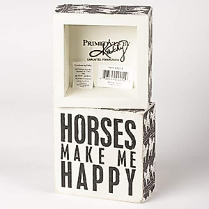 Primitives by Kathy Square Box Sign, 4-Inch, Horses