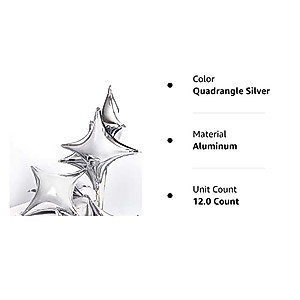 Star Shape Foil Mylar Balloon Silver Quadrangle Balloon - 24" Four Angle Star Balloons for Birthday Party & Wedding Decoration,12pcs