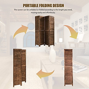 Room Divider 4 Panels, 5.75FT Wooden Room Divider Wall Folding Privacy Screens Freestanding Partition for Home Office Bedroom