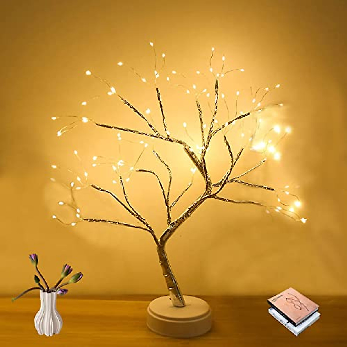 GTSYDING Bonsai Tree Light,108 LEDs Firefly Shimmer Spirit Tree Lamp, USB & Battery Operated, DIY Adjustable Branches Artificial Tabletop Fairy Tree Lights Indoor for Home Decoration (Warm Glow)