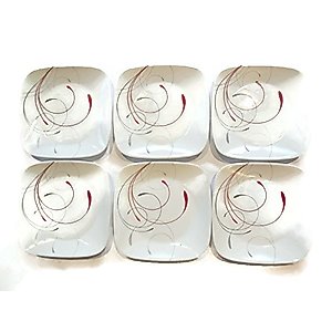 Corelle Dinnerware Dessert Plates Set, Square Splendor 6.5" Perfect Size For Dessert, (Set of 6)