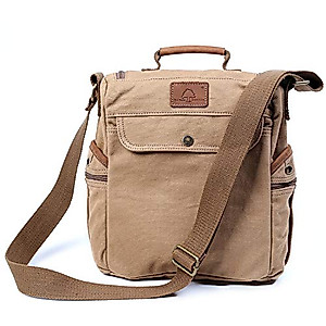 TSD The Same Direction ATONA Canvas Leather Trim Crossbody Bag (Khaki)