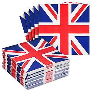 Juvale 100 Pack UK Flag Napkins for British Party Decorations, Union Jack, Birthday Parties, Celebrations, Special Occasions (13x13 Inches)
